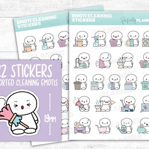 22 HOUSE CLEANING / CHORES Emoti / Kawaii Stickers for Your Planner and ...