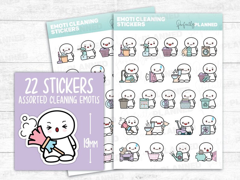 22 HOUSE CLEANING / CHORES Emoti / Kawaii Stickers for Your Planner and ...