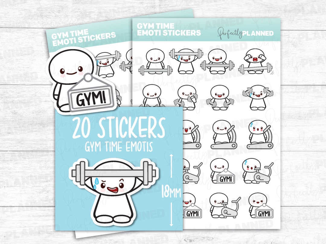 20 GYM / WORKOUT Emoti / Kawaii Stickers for Your Planner, Journal and ...