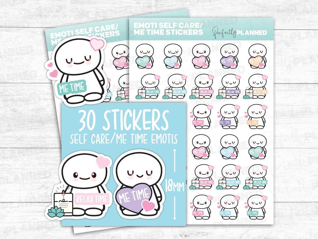 30 SELF CARE / Me Time Emoti / Kawaii Stickers for Your Planner and ...