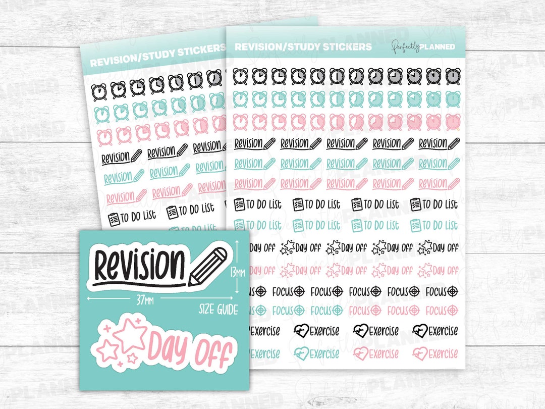 89 Study/revision Mixed Colour Planner Sticker Sheet A4 School Planner ...