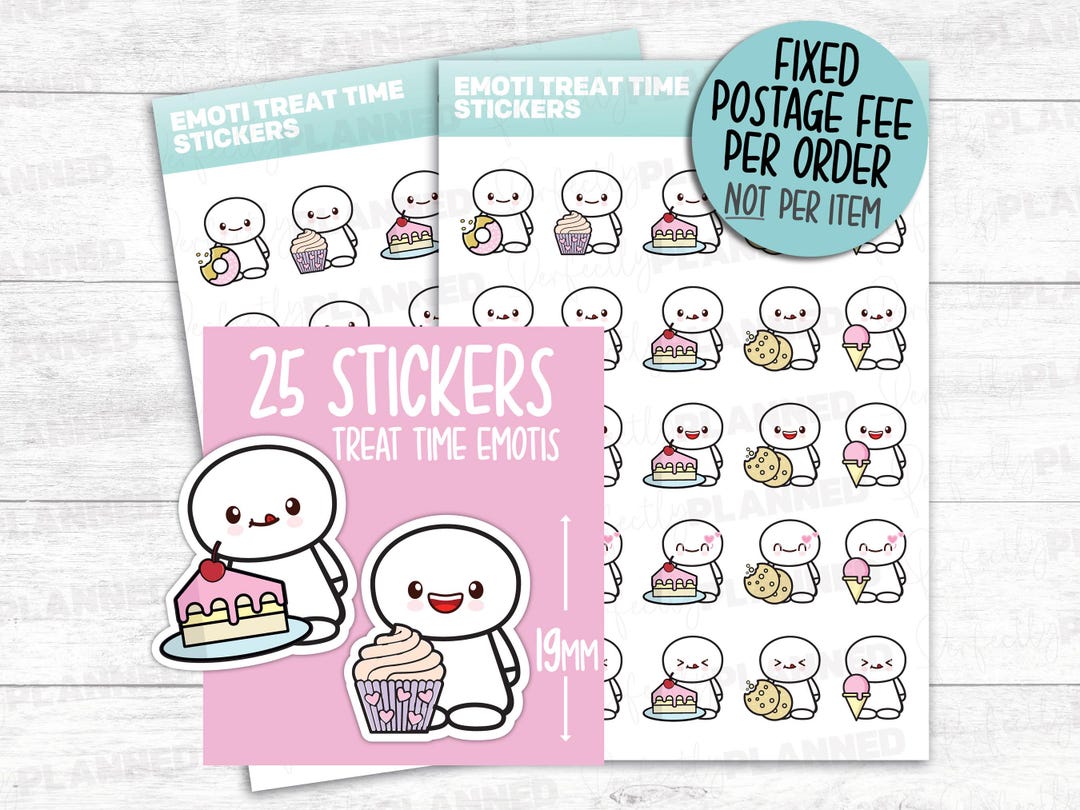 25 TREAT TIME Emoti / Kawaii Stickers for Your Planner and Bullet ...