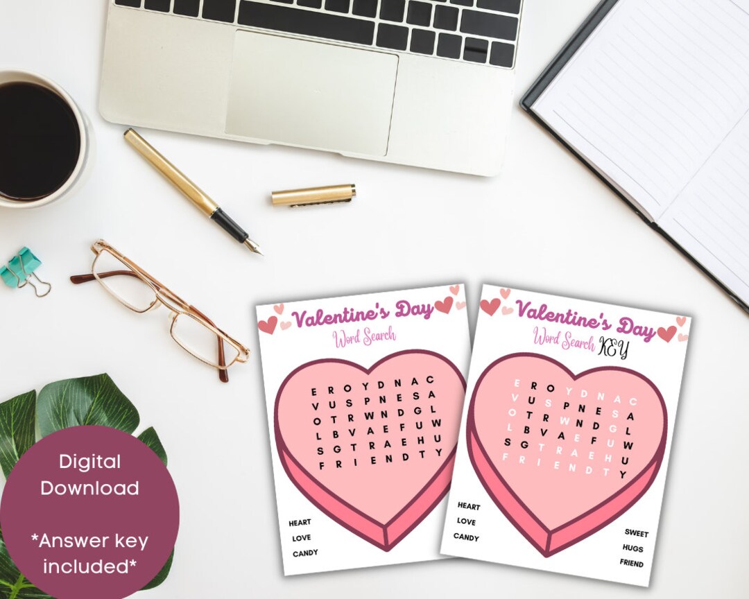 Valentine's Day Word Search | Instant Digital Download - Etsy