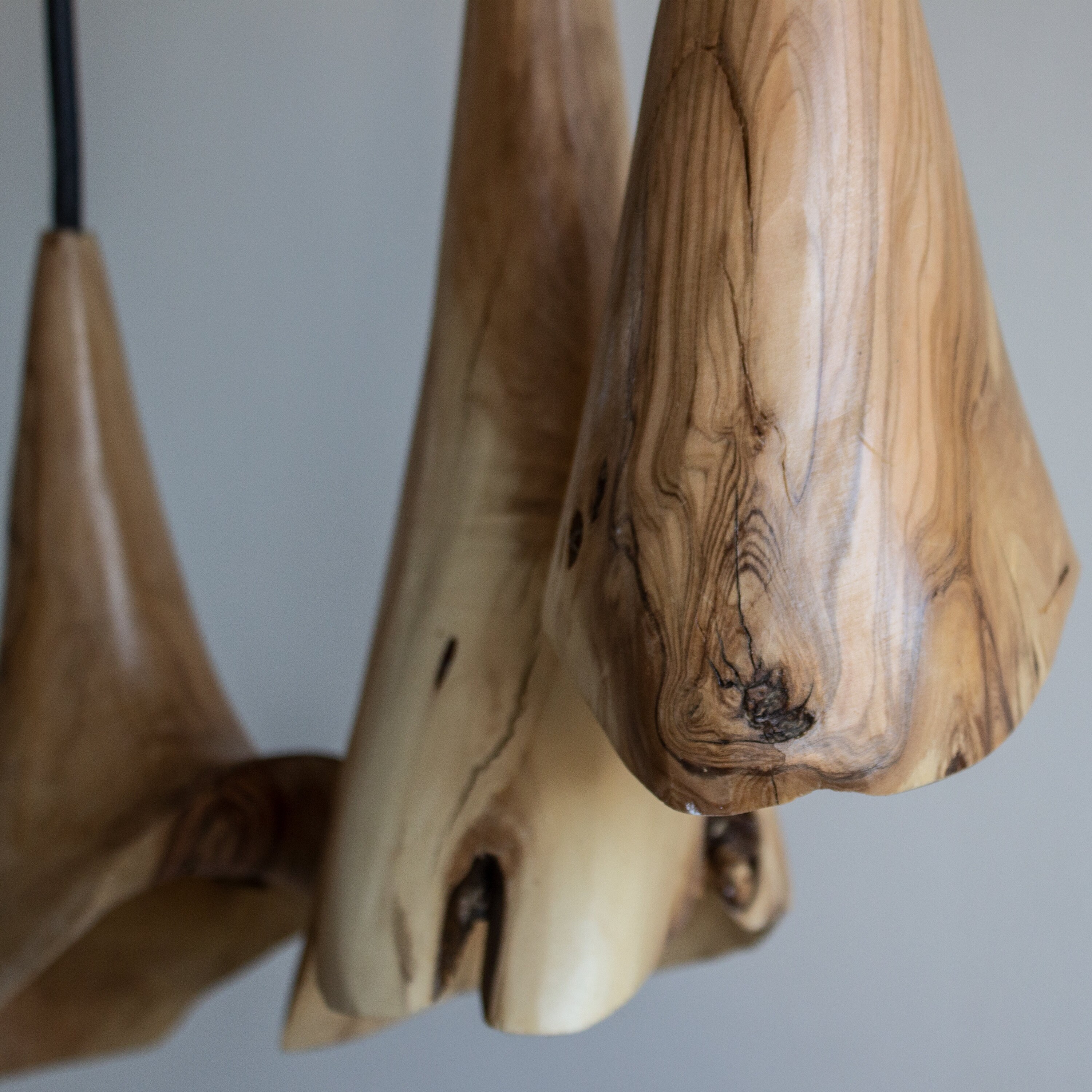 Set of Hanging Lamps, Wood Hand Crafted Hanging Lamps, Set of 3 Pendant ...