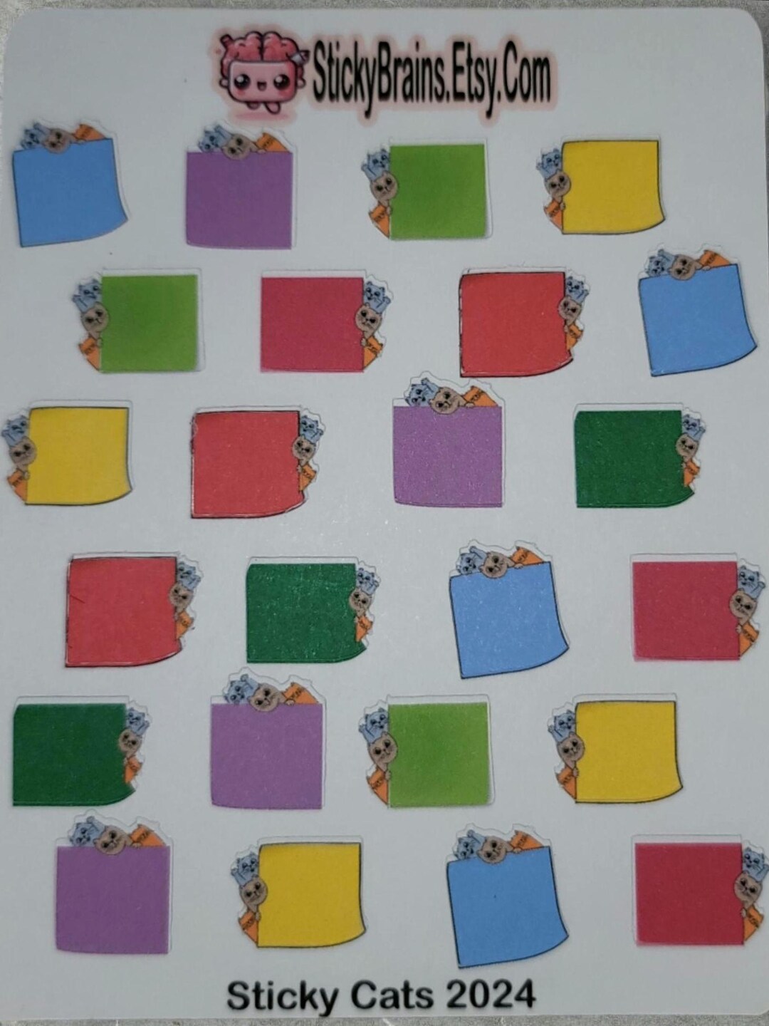 Sticky Note Cat Stickers Perfect for Planner/journals - Etsy