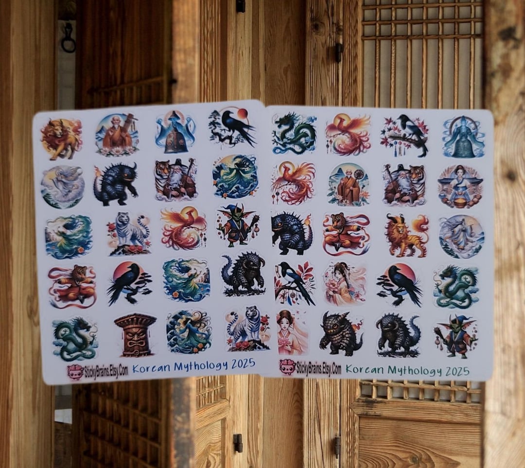 Korean Mythology Stickers: Gods and Heroes Planner Decals (40, 0.6 in ...