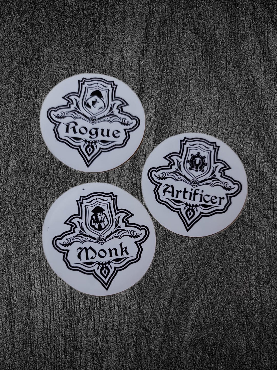 Role Playing Class Icons: Rogue, Monk, Artificer - Waterproof Stickers ...