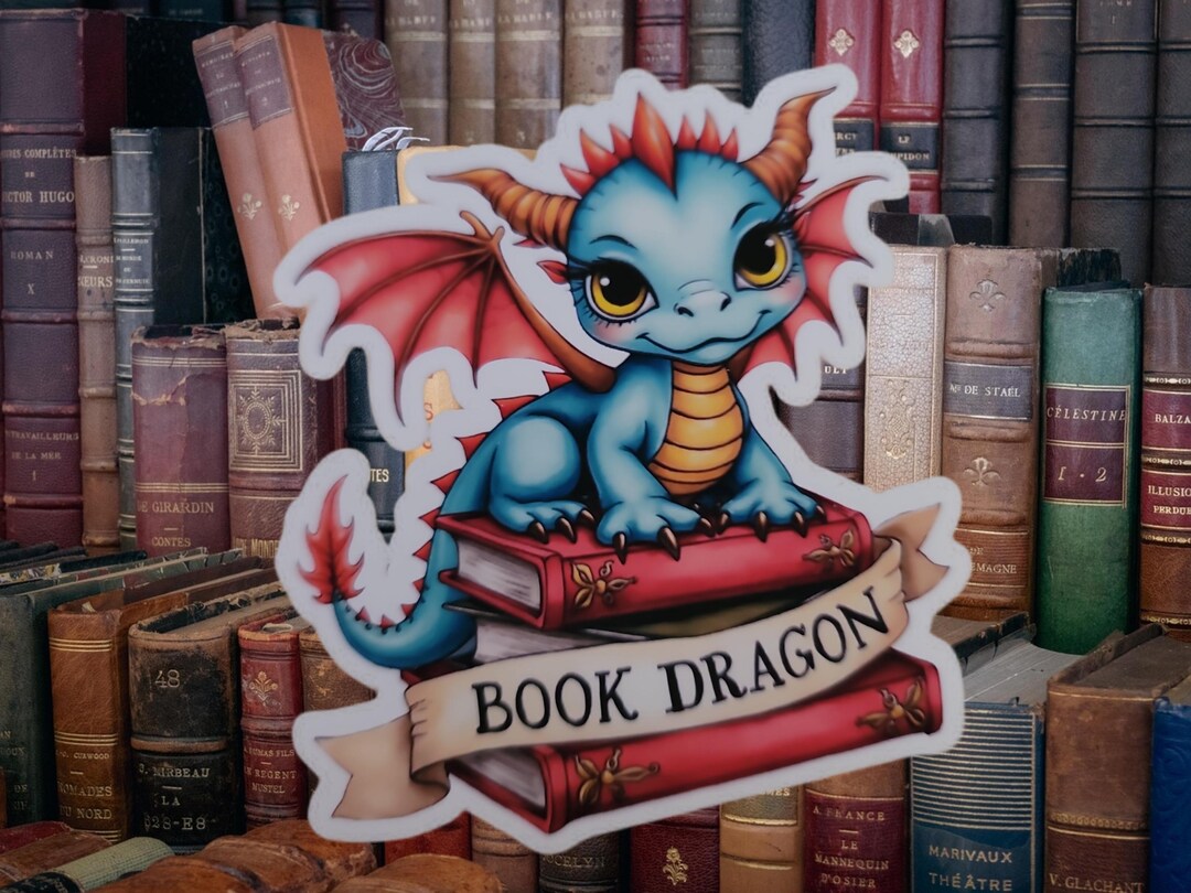Book Dragon Sticker | Waterproof Laptop Decal (3.25 Inch) - Etsy