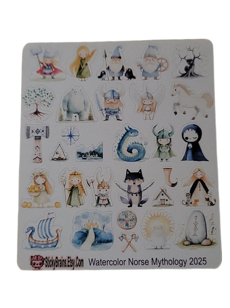 Norse Mythology Stickers – Watercolor or Cartoon Planner Stickers - Etsy