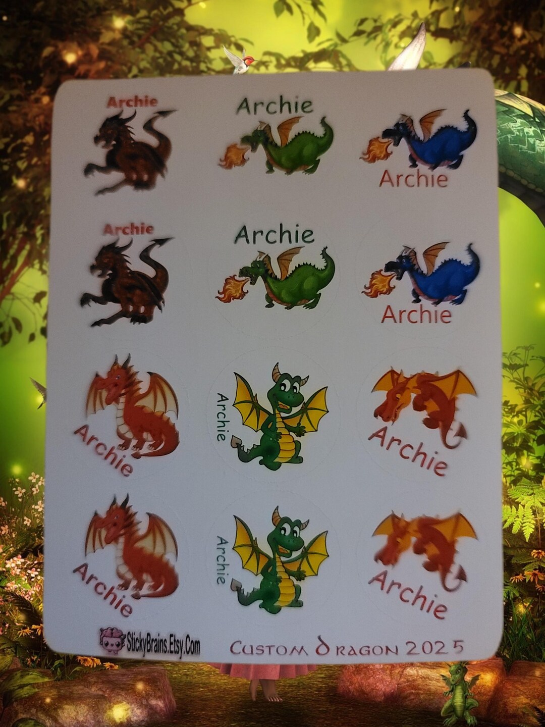 Dragon Custom Name Labels. 1 Inch Round Matte Vinyl Personalized - Etsy