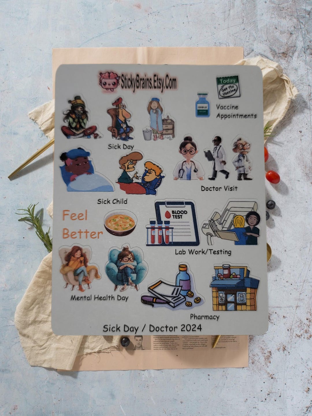 Sick Day Planner Stickers: Doctor Visit, Mental Health, Pharmacy - Etsy
