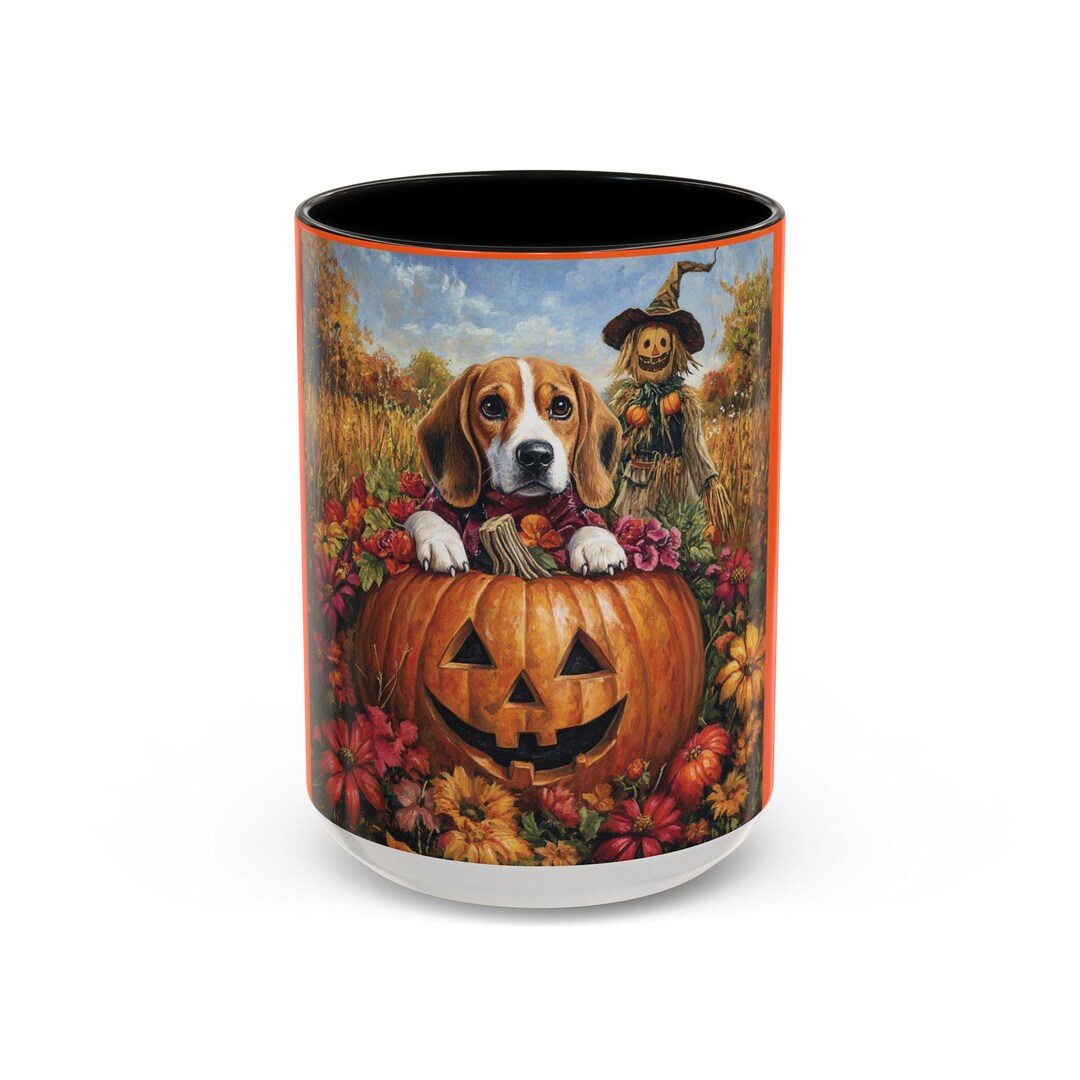 Fall-themed Dog Lover Coffee Mug, Halloween Gift, Beagle Pumpkin Mug ...