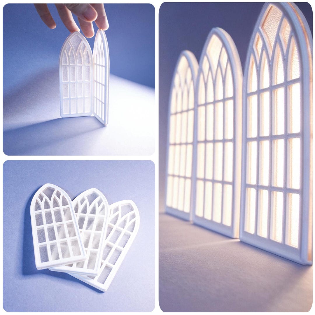 Gothic Dollhouse Windows 1:12 Scale – 3D Printed Miniature Cathedral ...