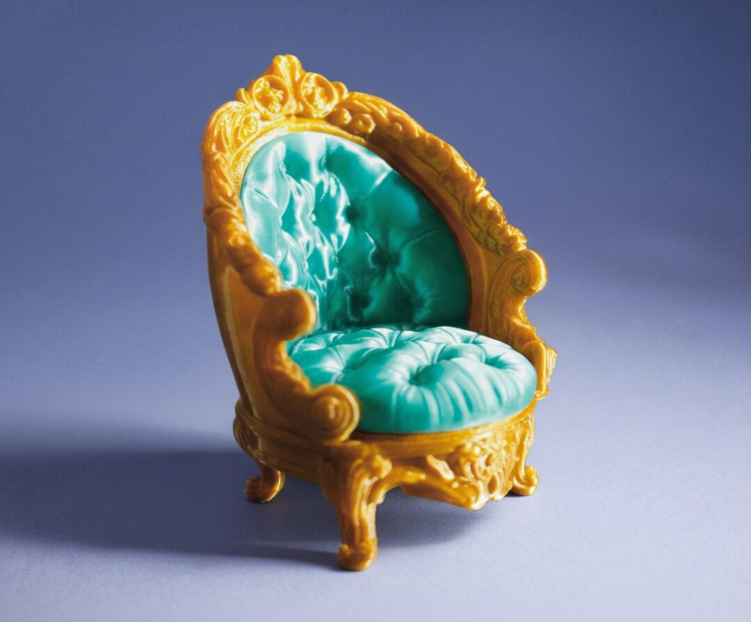 1/12 1/6 1/24 3d Printed Scale Golden Throne Chair – Gold and Teal ...
