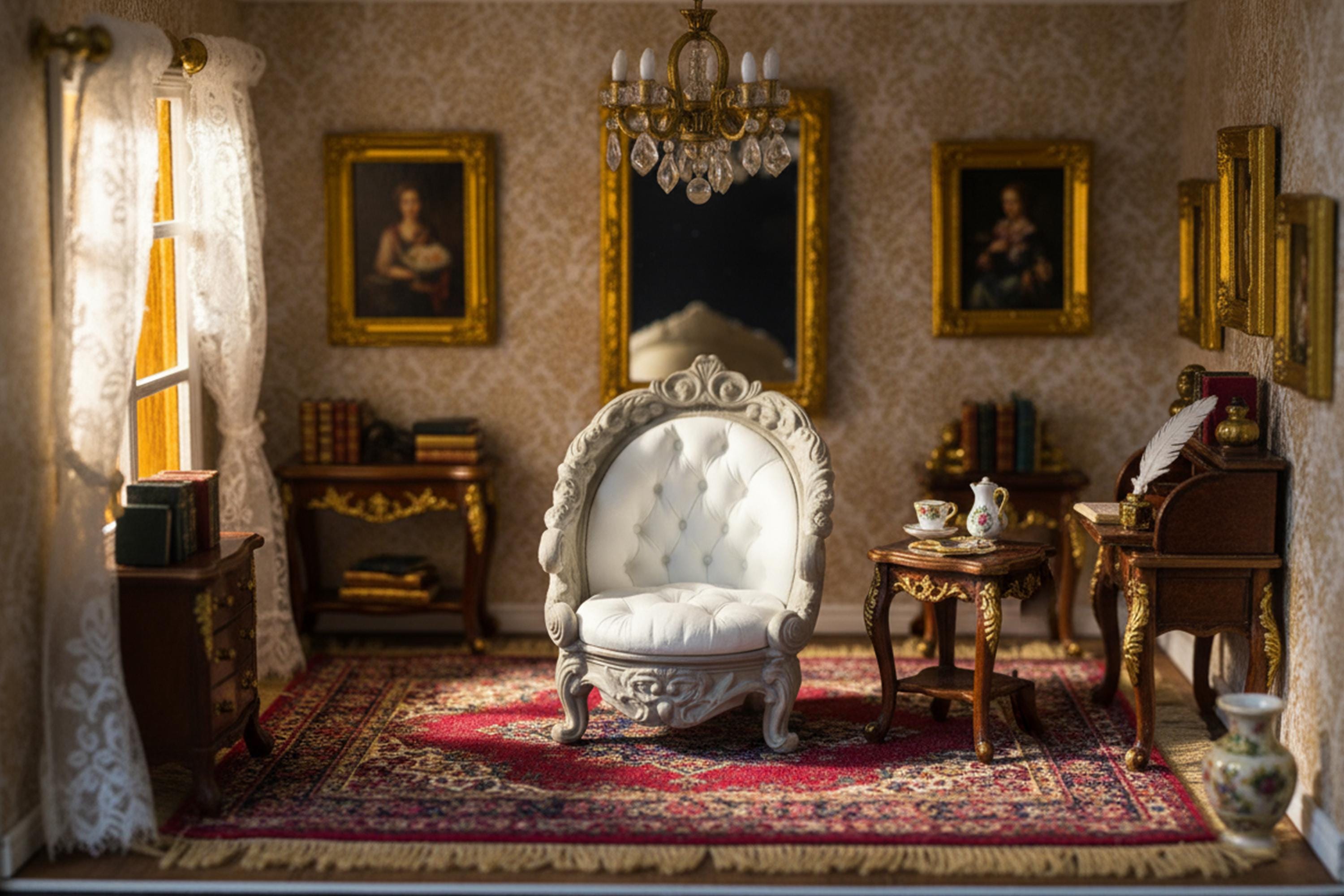 1/12 1/6 1/24 Scale 3d Printed Baroque Tufted Throne Chair – Ornate ...