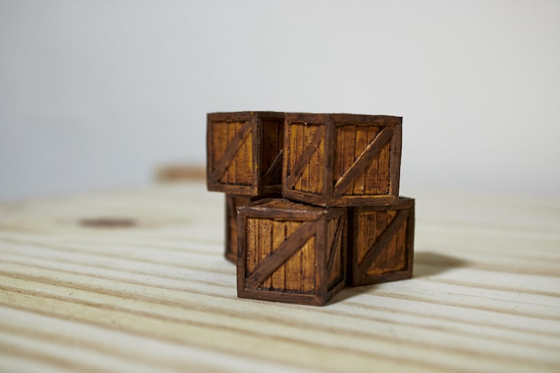 Miniature Wooden Crates: 1|24 1|48 1|60 Scale Table Top Terrain, Hand ...