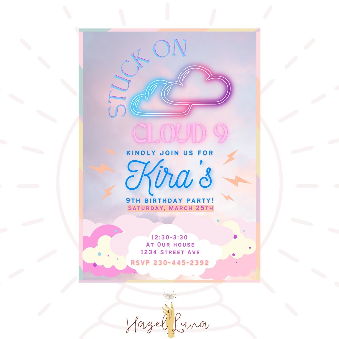 Cloud 9 Birthday Invitation | Customizable | Digital Download - Etsy