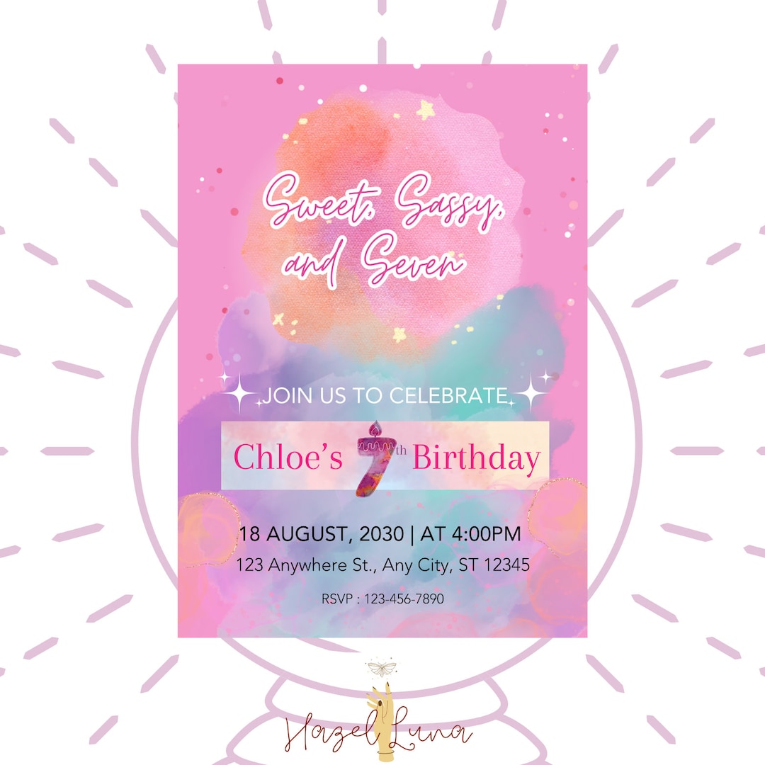 Seventh Birthday Celebration Invitation | Editable and Digital - Etsy