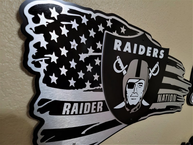 RAIDERS NATION Tattered USA Flag Wall Décor. - Etsy