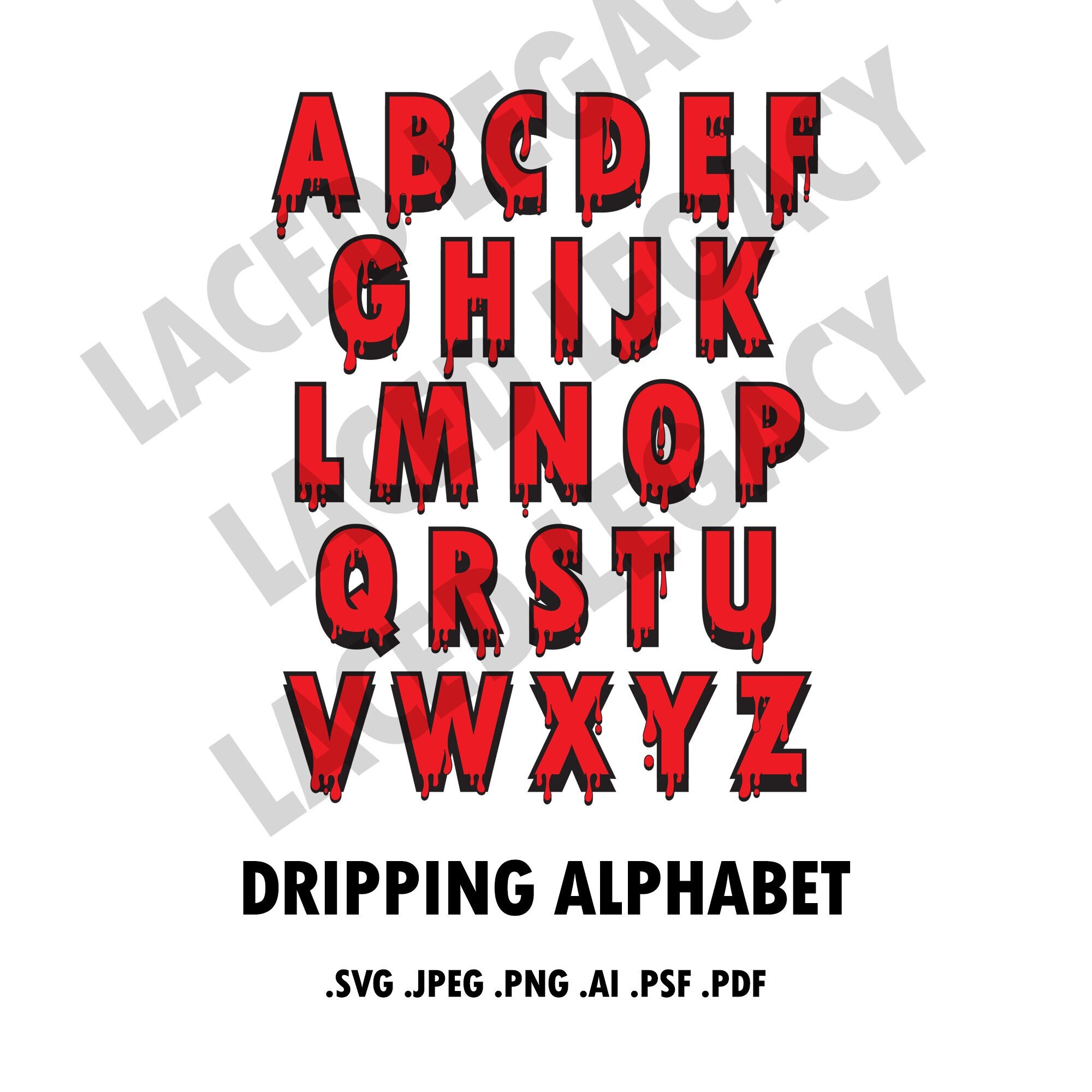 Dripping Alphabet Digital File SVG PNG PDF - Etsy