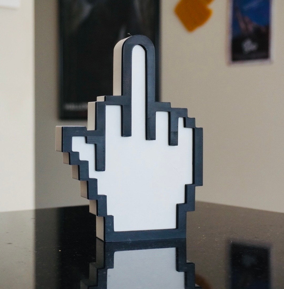 Fck You Pixelated Middle Finger Full Sized Middle Finger Office Decor ...