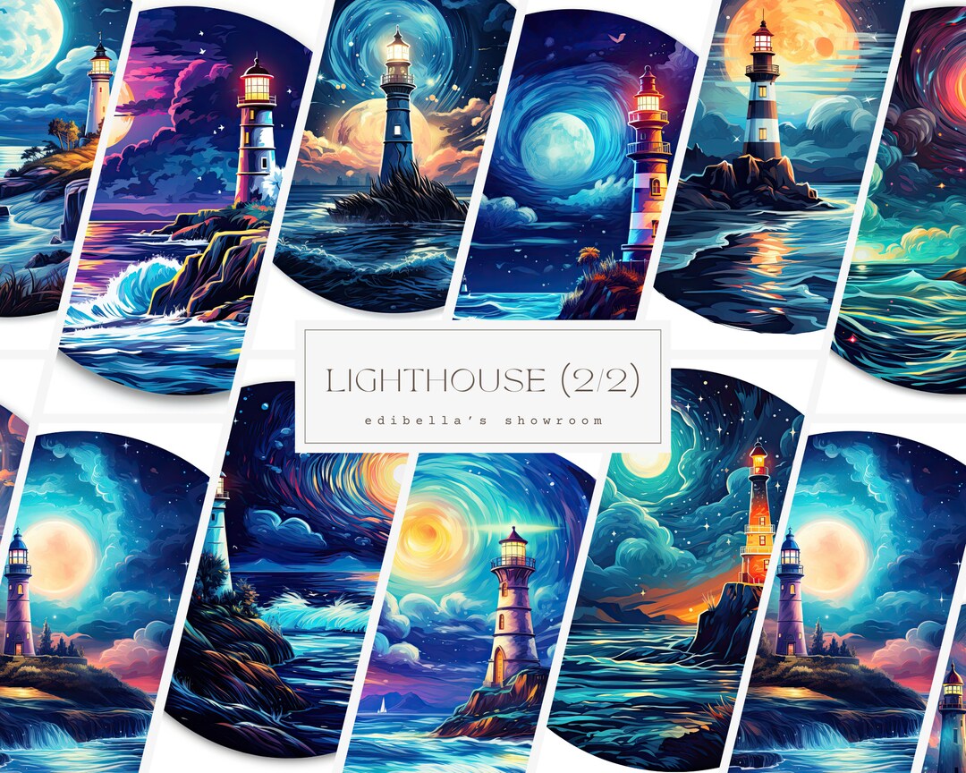 Lighthouse Set (2/2) | Set of 12 | Clipart Bundle | 300 DPI Jpegs | 300 ...