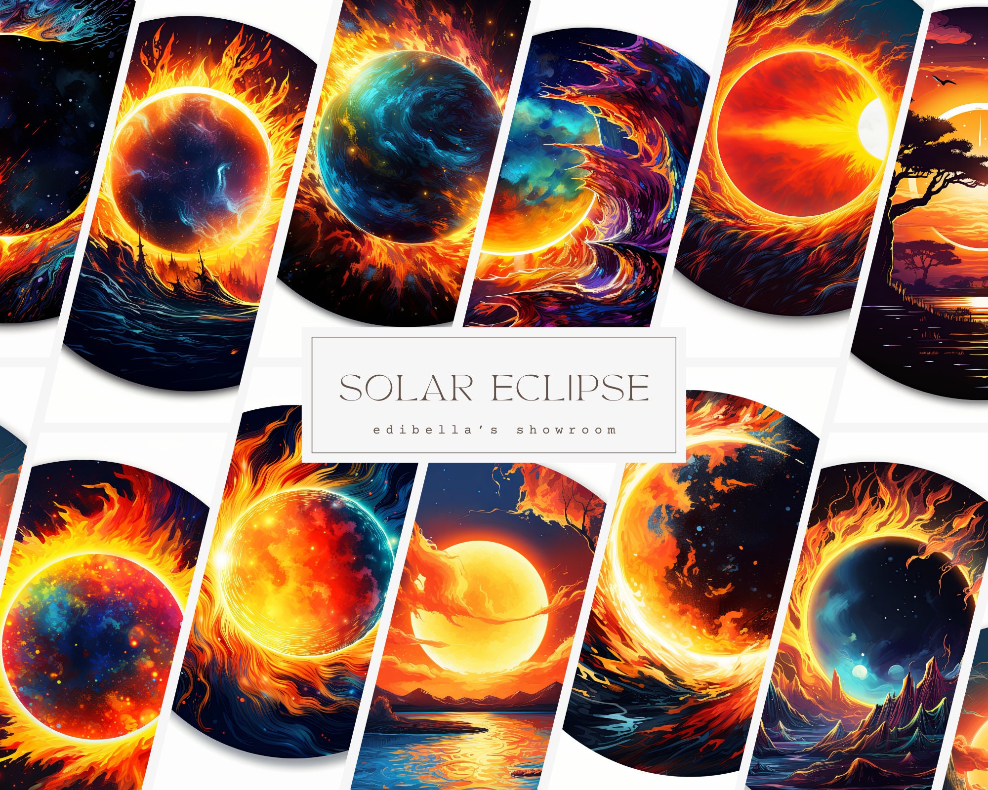 Solar Eclipse | Set of 12 | Clipart Bundle | 300 DPI Jpegs | 300 DPI ...