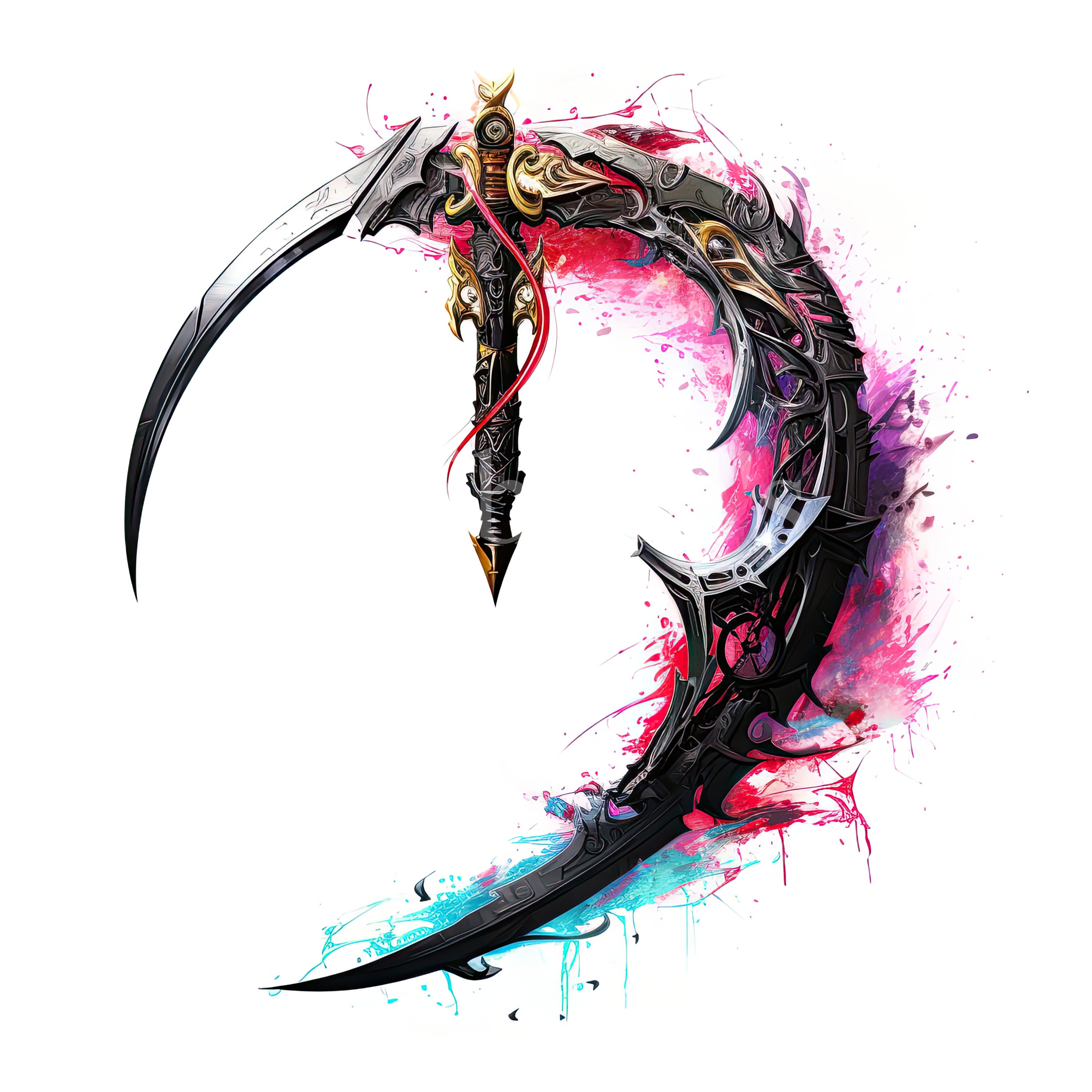 Ornate Scythe Set of 10 Clipart Bundle High Quality 300 - Etsy