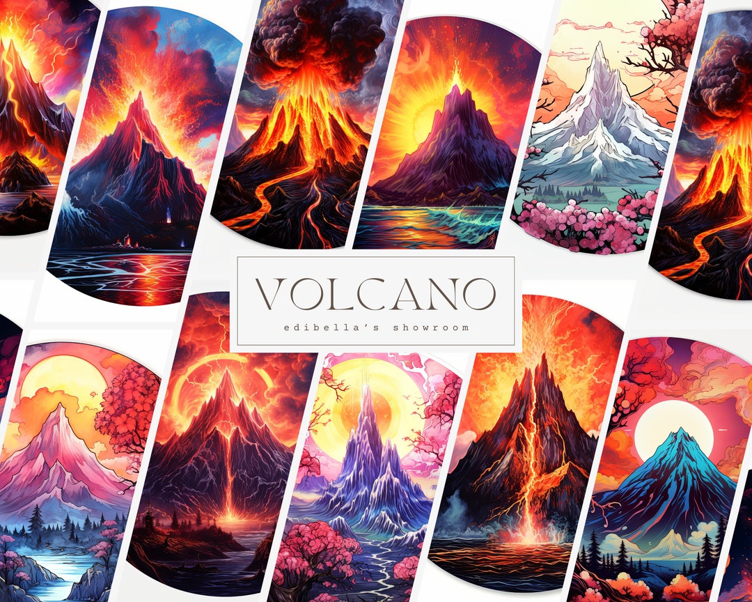 Volcano | Set of 12 | Clipart Bundle | 300 DPI Jpgs | 300 DPI ...