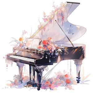 Floral Piano | Set of 10 | Clipart Bundle | High Quality Jpegs ...