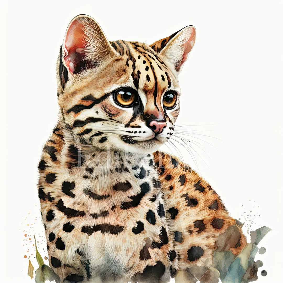 Margay Cat | Set of 10 | Clipart Bundle | High Quality 300 DPI Jpegs ...