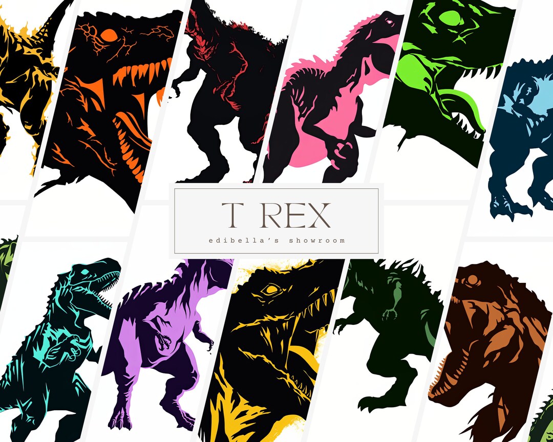 T Rex | Set of 12 | Clipart Bundle | 300 DPI Jpgs | 300 DPI Transparent ...