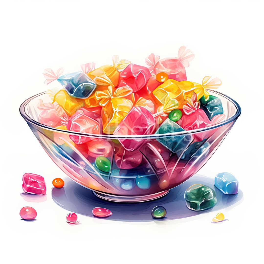 Candy Bowl | Set of 10 | Clipart Bundle | 300 DPI Jpegs and Transparent ...