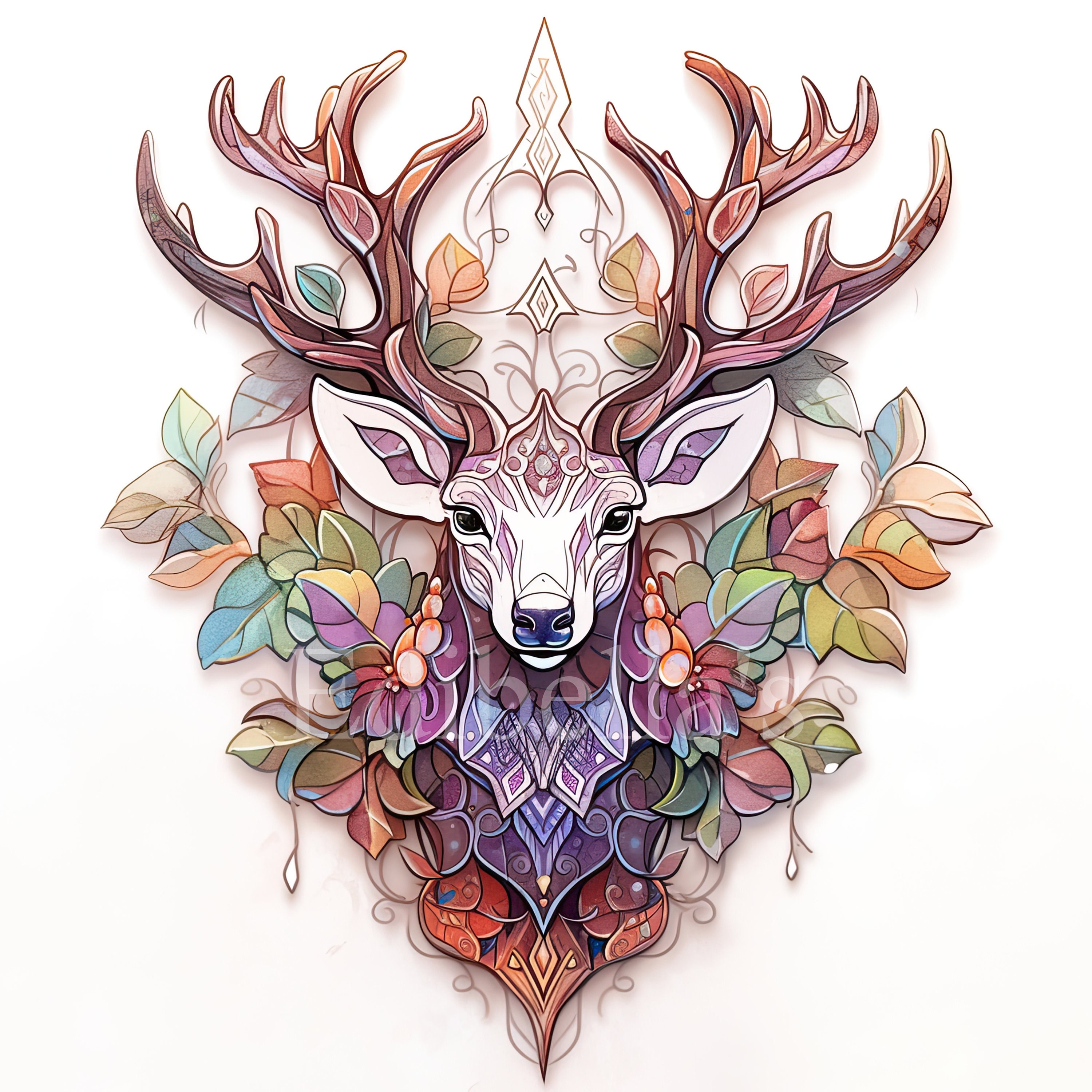Ornate Deer | Set of 10 | Clipart Bundle | High Quality 300 Dpi Jpegs ...