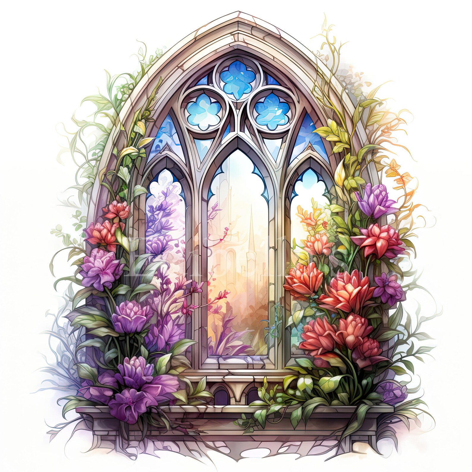 Floral Window Set of 10 Clipart Bundle 300 Dpi High - Etsy