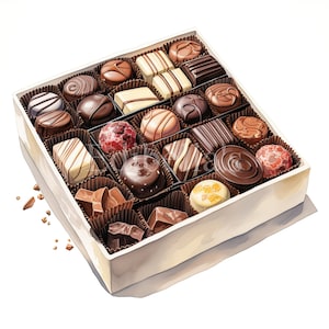Box of Chocolate | Set of 10 | Clipart Bundle | 300 DPI Jpegs and ...