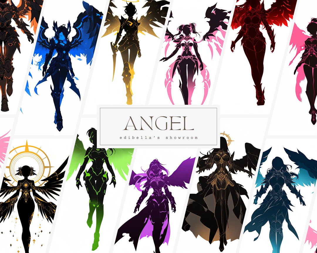Angel | Set of 12 | Clipart Bundle | 300 DPI Jpgs | 300 DPI Transparent ...