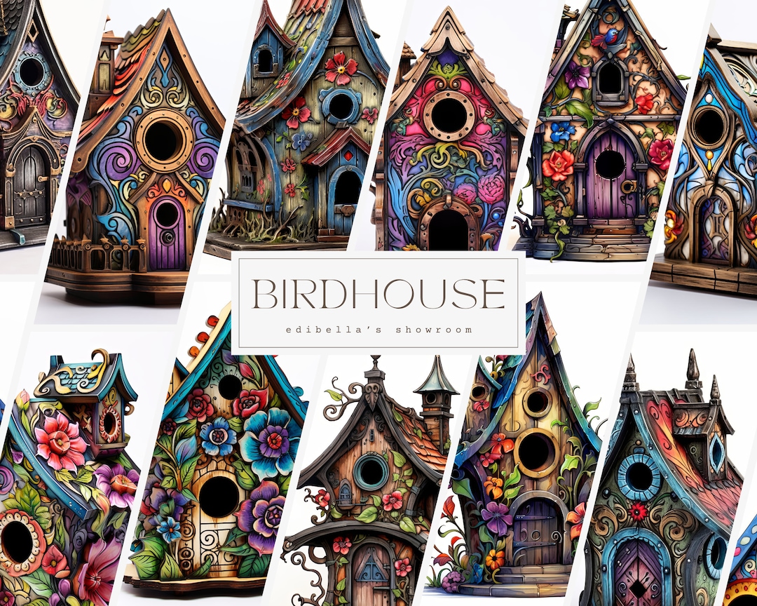 Birdhouse | Set of 12 | Clipart Bundle | 300 DPI Jpegs | 300 DPI ...