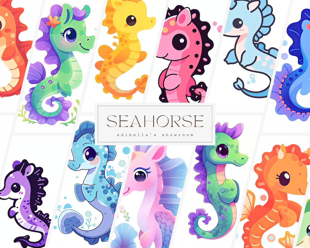 Seahorse | Set of 12 | Clipart Bundle | 300 DPI Jpegs | 300 DPI ...
