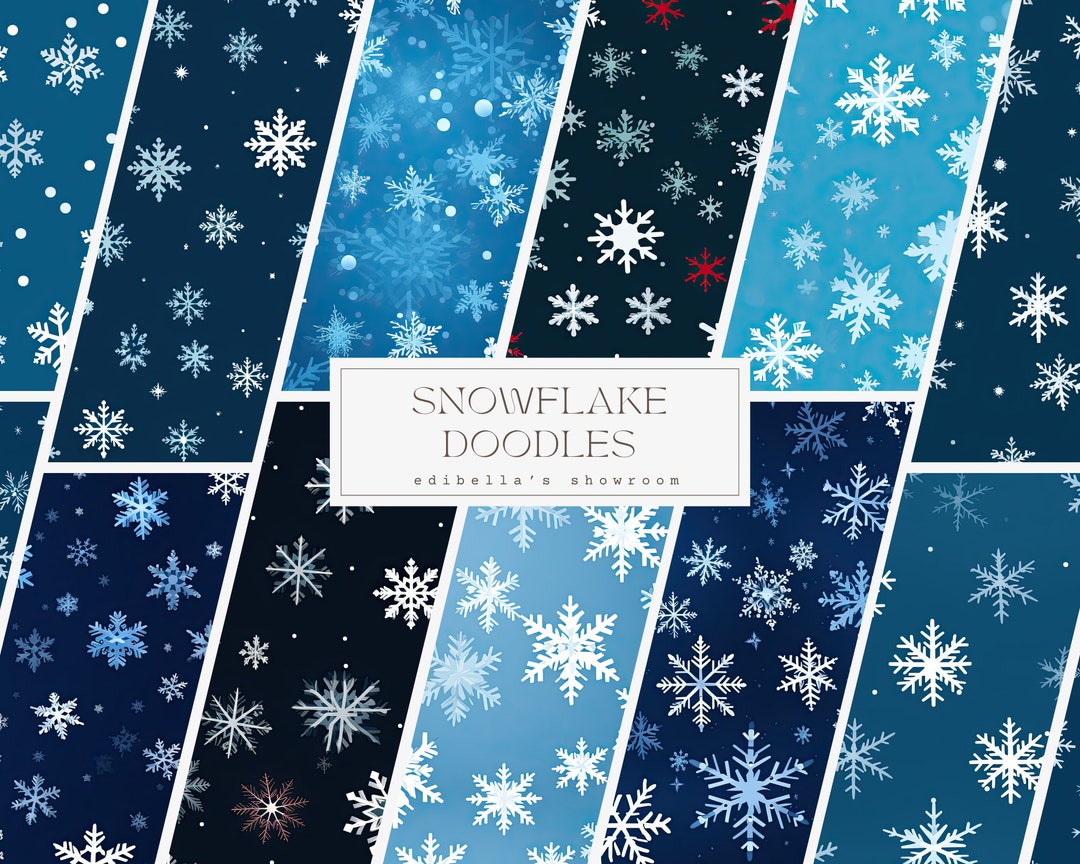 Snowflake Doodles 2 | Set of 12 | Seamless Digital Paper Bundle | 300 ...