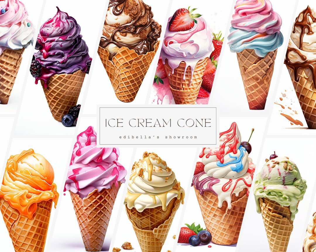 Ice Cream Cone | Set of 20 | Clipart Bundle | 300 DPI Jpegs | 300 DPI ...