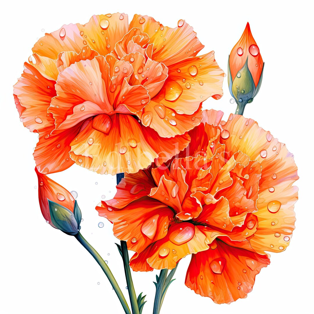 Clavel de primavera / Conjunto de 10 / Paquete de imágenes prediseñadas ...