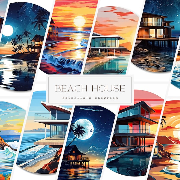 Beach House Clip Art - Etsy
