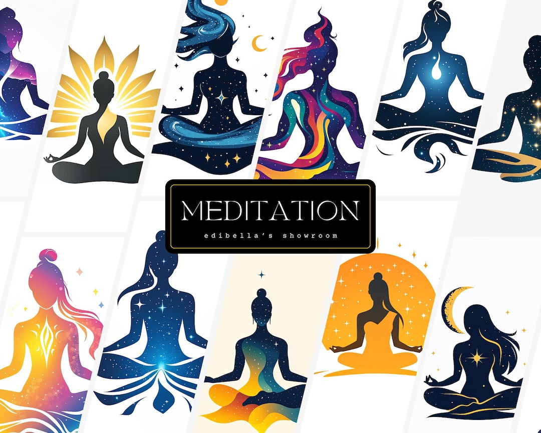 Meditation | Set of 12 | Clipart Bundle | 300 DPI Jpgs | 300 DPI ...