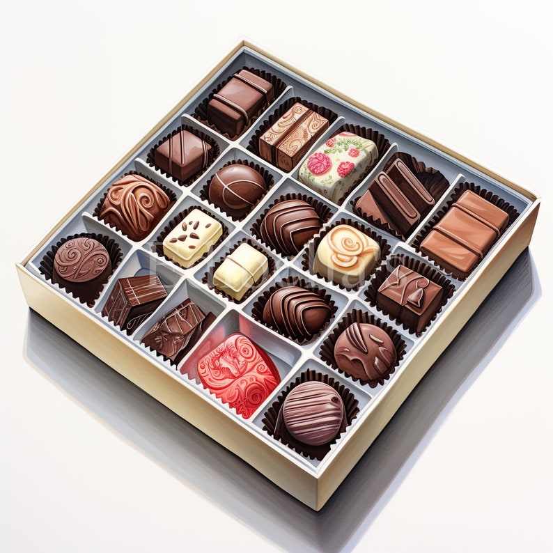 Box of Chocolate Digital Art| Set of 10 | Clipart Bundle | 300 DPI ...
