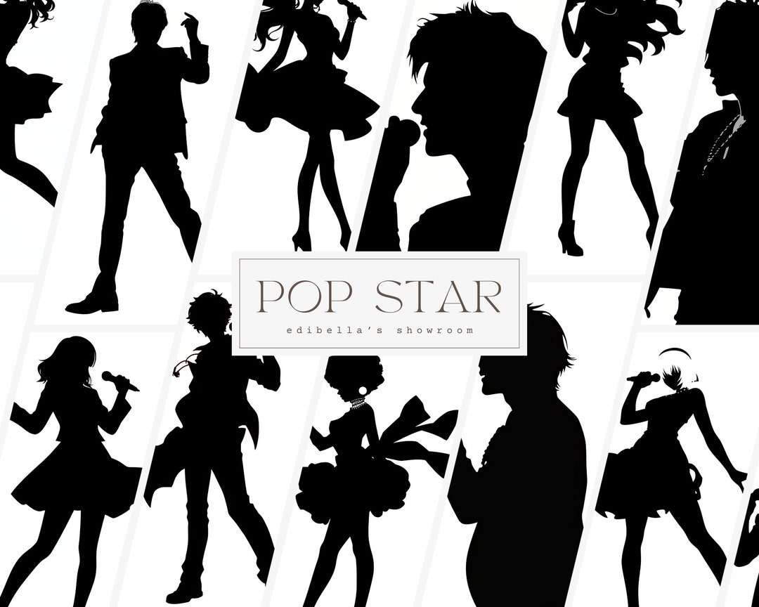 Pop Star Silhouette | Set of 12 | Clipart Bundle | 300 DPI Jpgs | 300 ...