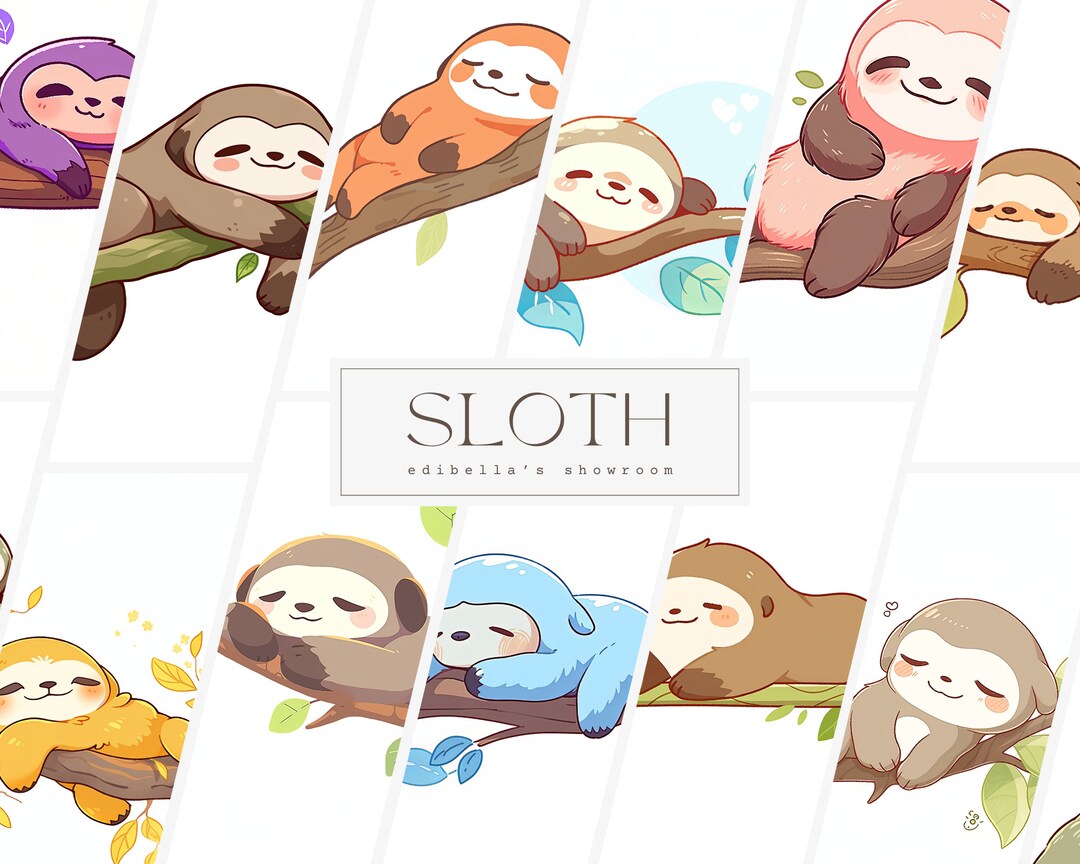 Sloth | Set of 12 | Clipart Bundle | 300 DPI Jpegs | 300 DPI ...