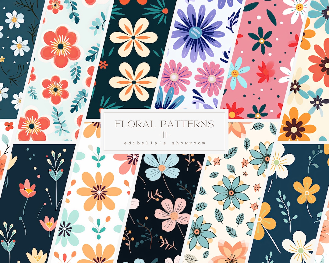 Floral Patterns 11 | Set of 12 | Seamless Digital Paper Bundle | 300 ...