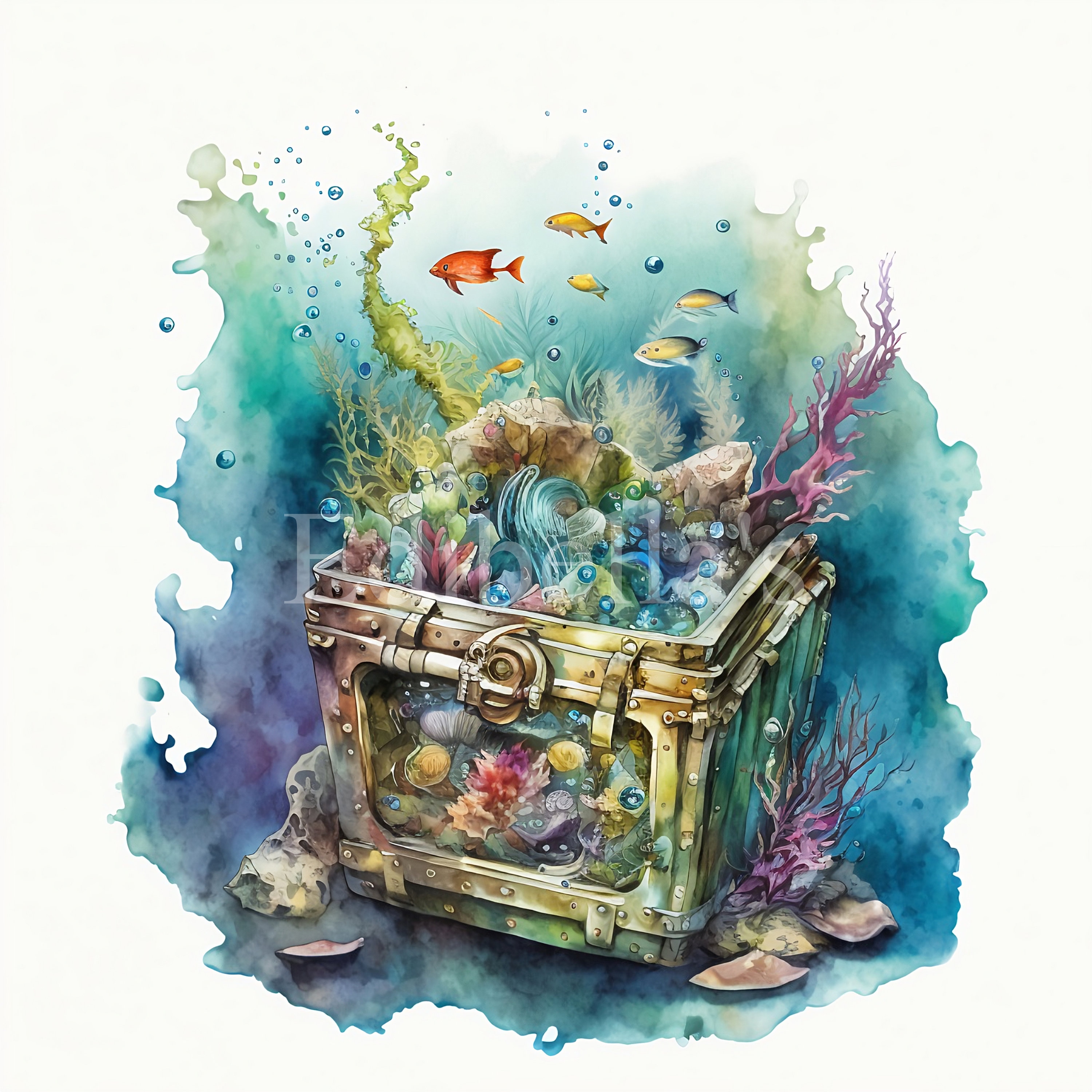 Underwater Treasure Set of 10 Clipart Bundle High - Etsy