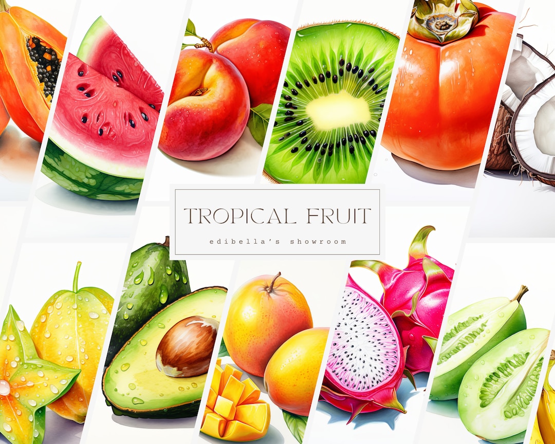 Tropical Fruit | Set of 12 | Clipart Bundle | 300 DPI Jpegs | 300 DPI ...